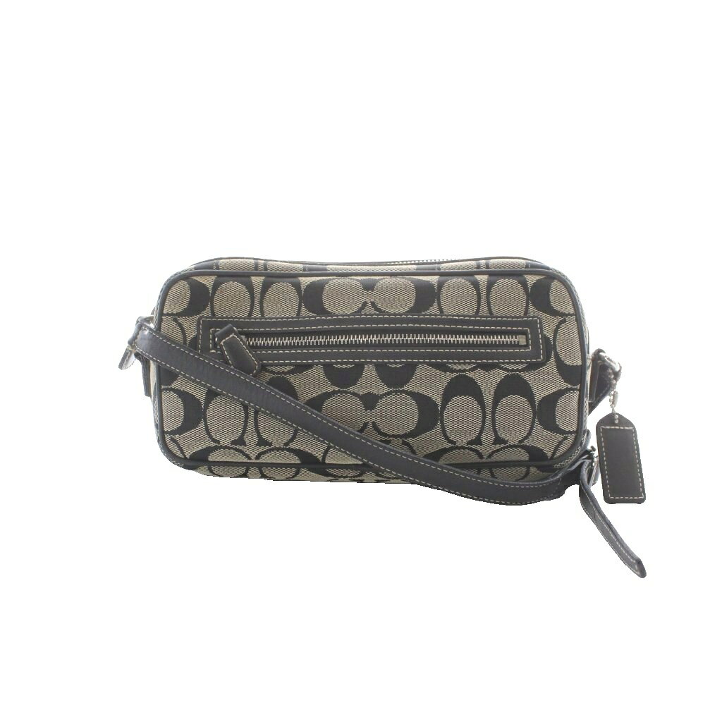 【中古】コーチ COACH シグネチャー ショルダーバッグ ベージュ 黒 ブラック ジップ開閉 6616 /RI ■OS レディース 【ベクトル 古着】 260701ブランドコーチ COACH実寸サイズ持ち手の長さ：-cm　ヨコ：21.5c...