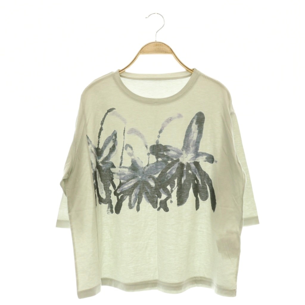 【中古】ワイズフォーリビング Y's for living YOHJI YAMAMOTO 水彩柄プリントTシャツ ワイド 七分袖 ライトグレー /MY ■OS レディース 【ベクトル 古着】 260626ブランドワイズフォーリビング Y's...
