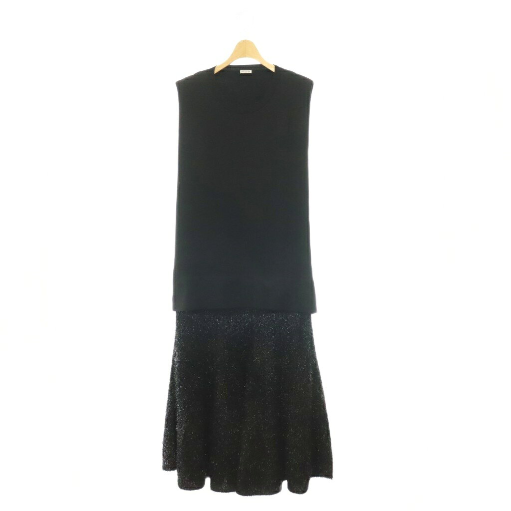 【中古】ドレスレイブ DRESSLAVE マットポリエステル×グラスヤーン切り替えワンピース ニット プルオーバー ラメ 38 黒 ブラック /CX ■OS レディース 【ベクトル 古着】 260706ブランドドレスレイブ DRESSLAV...