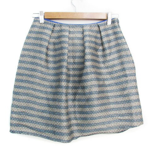 【中古】スピック&スパン Spick&Span タイトスカート ミニ丈 ボーダー柄 マルチカラー 38 ベージュ 青 ブルー /FF11 レディース 【ベクトル 古着】 220926ブランドスピック&スパン Spick&Span表記サイズ3...