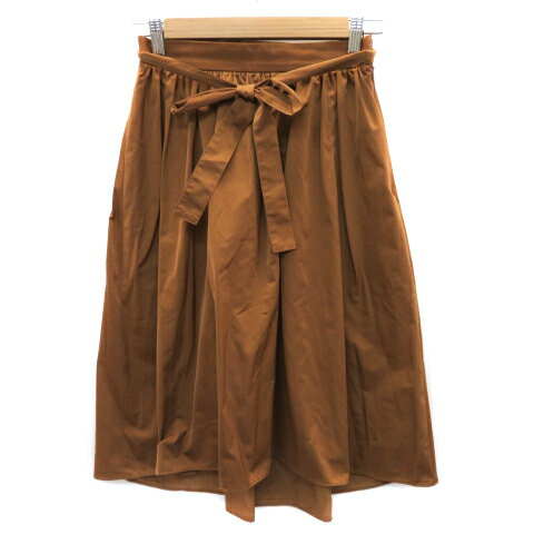 【中古】アンタイトル UNTITLED フレアスカート ギャザースカート ミモレ丈 ウエストリボン 無地 1 ブラウン /YK2 レディース 【ベクトル 古着】 230630ブランドアンタイトル UNTITLED表記サイズ1(日本サイズS相...