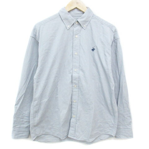 【中古】ビバリーヒルズ ポロクラブ BEVERLY HILLS POLO CLUB カジュアルシャツ 長袖 ボタンダウン ロゴ刺? M 水色 ライトブルー /FF13 メンズ 【ベクトル 古着】 231107ブランドビバリーヒルズ ポロクラ...