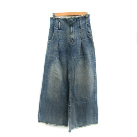 【中古】ミスティック mystic デニムパンツ ジーンズ ワイドパンツ バギーパンツ ロング丈 ハイウエスト カットオフ ウォッシュ加工 1 ライトブルー 水色 /SM55 レディース 【ベクトル 古着】 231226ブランドミスティック...