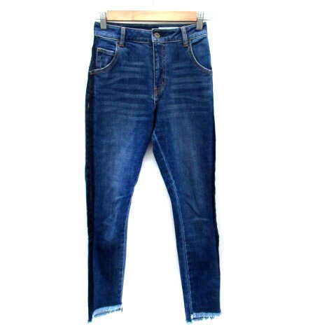 【中古】マイストラーダ Mystrada デニムパンツ ジーンズ スリム フリンジ 34 青 ブルー /HO30 レディース 【ベクトル 古着】 240122ブランドマイストラーダ Mystrada表記サイズ34（日本XSサイズ相当） ※実...