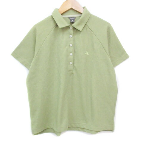 【中古】エディーバウアー EDDIE BAUER ポロシャツ 半袖 ポロカラー ロゴ刺? S 黄緑 ライトグリーン /FF40 レディース 【ベクトル 古着】 240316ブランドエディーバウアー EDDIE BAUER表記サイズS ※実寸...