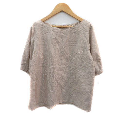 【中古】オペークドットクリップ OPAQUE.CLIP ブラウス カットソー 五分袖 ストライプ柄 オーバーサイズ 38 M マルチカラー ベージュ /YK48 レディース 【ベクトル 古着】 250319ブランドオペークドットクリップ O...