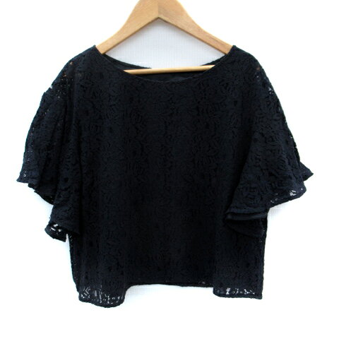 【中古】ナチュラルビューティーベーシック NATURAL BEAUTY BASIC カットソー 半袖 ラウンドネック レース S 紺 ネイビー /SM26 レディース 【ベクトル 古着】 250416ブランドナチュラルビューティーベーシック...