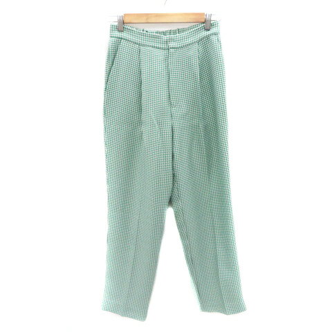 【中古】オペークドットクリップ OPAQUE.CLIP テーパードパンツ スラックスパンツ イージーパンツ ロング丈 千鳥格子柄 40 L 緑 グリーン 白 ホワイト /YK15 レディース 【ベクトル 古着】 250527ブランドオペーク...
