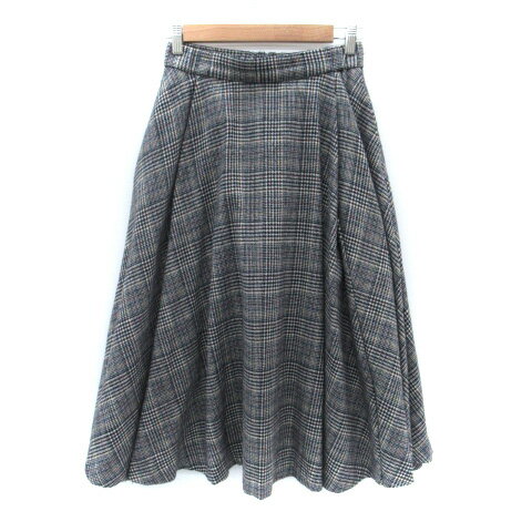 【中古】アーバンリサーチ ドアーズ URBAN RESEARCH DOORS フレアスカート ロング丈 グレンチェック柄 ONE マルチカラー 黒 ブラック オフホワイト /SM9 レディース 【ベクトル 古着】 250707ブランドアーバ...