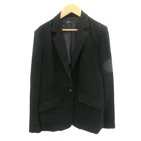 【中古】アベット AVET テーラードジャケット ミドル丈 シングルボタン 15AR 黒 ブラック /YK35 レディース 【ベクトル 古着】 250818表記サイズ15AR(日本サイズXXL相当) ※実寸サイズをご確認ください。実寸サイズ...