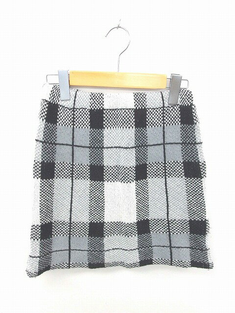 【中古】BONICA DOT スカート タイト ミニ チェック ニット ウール混 M グレー ブラック 灰 黒 /TT47 レディース 【ベクトル 古着】 200214 ブランド古着ベクトルプレミアム店表記サイズM実寸サイズウエスト：約62...
