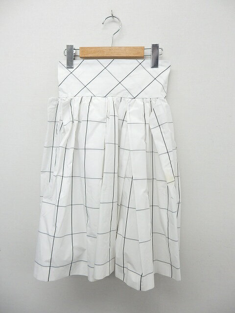 【中古】フレイアイディー FRAY I.D スカート 格子柄 ハイウエスト フレア 膝丈 ギャザー 0 ホワイト /ST19 レディース 【ベクトル 古着】 200229 ブランド古着ベクトルプレミアム店ブランドフレイアイディー FRAY ...