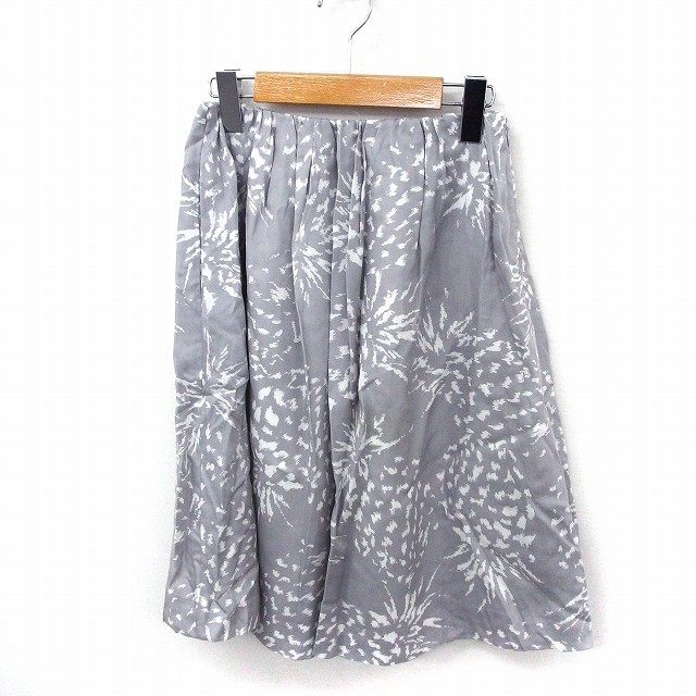 【中古】トゥモローランド TOMORROWLAND スカート 総柄 ギャザー ひざ丈 ジップ 32 グレー 灰 /FT47 レディース 【ベクトル 古着】 200403 ブランド古着ベクトルプレミアム店ブランドトゥモローランド TOMORR...