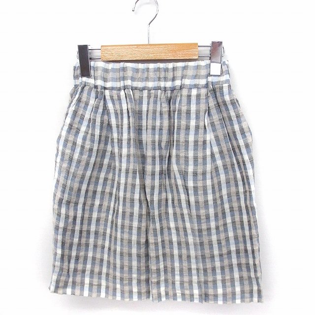 【中古】イエナ IENA スカート チェック ギャザー ミニ リネン 麻 36 グレー 灰 /FT24 レディース 【ベクトル 古着】 200328 ブランド古着ベクトルプレミアム店ブランドイエナ IENA表記サイズ36実寸サイズウエスト：...