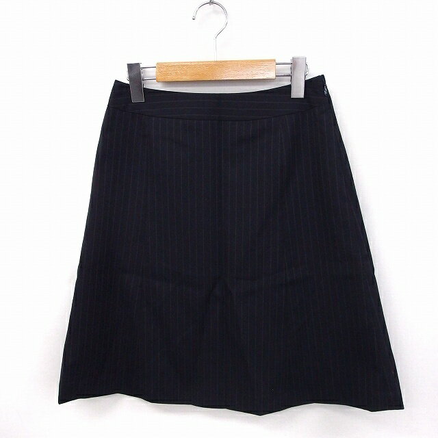 【中古】グリーンレーベルリラクシング ユナイテッドアローズ green label relaxing スカート ストライプ 台形 ひざ丈 ジップ 36 ネイビー 紺 /FT13 レディース 【ベクトル 古着】 200328 ブランド古着ベク...