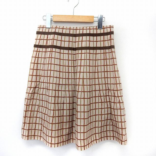 【中古】キャラントドゥサンペール トゥモローランド 42.Saints-Peres スカート フレア 膝丈 総柄 サイドジップ 0 ベージュ /ST9 レディース 【ベクトル 古着】 200406 ブランド古着ベクトルプレミアム店ブランドキ...