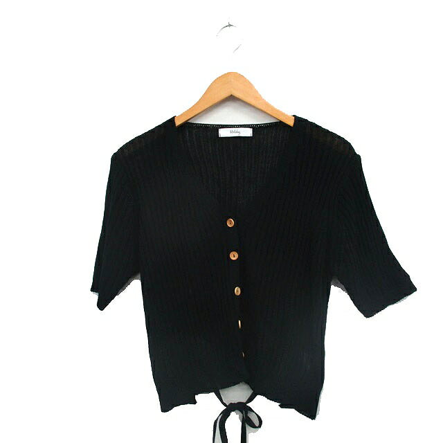【中古】ホリデイ holiday ニット カーディガン 五分袖 Vネック ブラック 黒 /KT16 レディース 【ベクトル 古着】 250510ブランドホリデイ holiday表記サイズサイズ表記なし。実寸サイズでご確認ください。実寸サイズ...