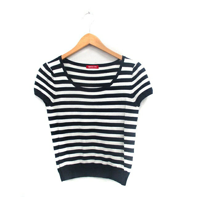 【中古】アプワイザーリッシェ Apuweiser-riche ニット セーター 半袖 ボーダー 2 ネイビー 紺 /KT25 レディース 【ベクトル 古着】 250510ブランドアプワイザーリッシェ Apuweiser-riche表記サイズ...