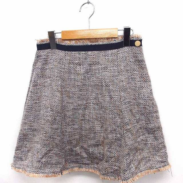 【中古】ナノユニバース nano universe スカート 柄 台形 ひざ丈 カットオフ M ネイビー 紺 ベージュ /FT12 レディース 【ベクトル 古着】 200821 ブランド古着ベクトルプレミアム店ブランドナノユニバース nan...