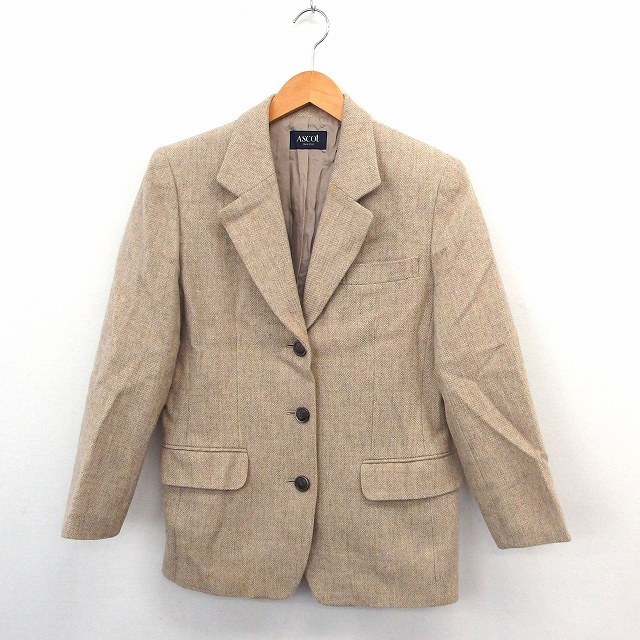 【中古】ASCOT ジャケット アウター テーラード ポケット シンプル 9 ベージュ /ST20 レディース 【ベクトル 古着】 201107 ブランド古着ベクトルプレミアム店表記サイズ9実寸サイズ肩幅：約40cm　身幅：約49cm　着丈...