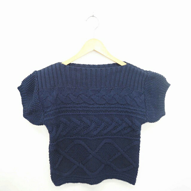 【中古】マカフィー MACPHEE トゥモローランド ニット セーター ボートネック ケーブル編み ウール混 半袖 S 紺 ネイビー /TT20 レディース 【ベクトル 古着】 210109 ブランド古着ベクトルプレミアム店ブランドマカフィ...