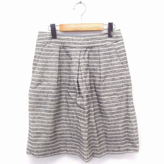 【中古】ナチュラルビューティーベーシック NATURAL BEAUTY BASIC スカート ボーダー 台形 ひざ下丈 ウール混 M グレー /FT14 レディース 【ベクトル 古着】 210527ブランドナチュラルビューティーベーシック ...