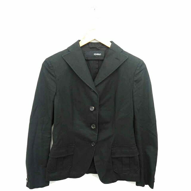 【中古】トネッロ TONELLO ジャケット アウター テーラード 無地 薄手 綿 コットン 長袖 黒 ブラック /TT9 レディース 【ベクトル 古着】 210920ブランドトネッロ TONELLO表記サイズサイズ表記なし(実寸サイズをご...