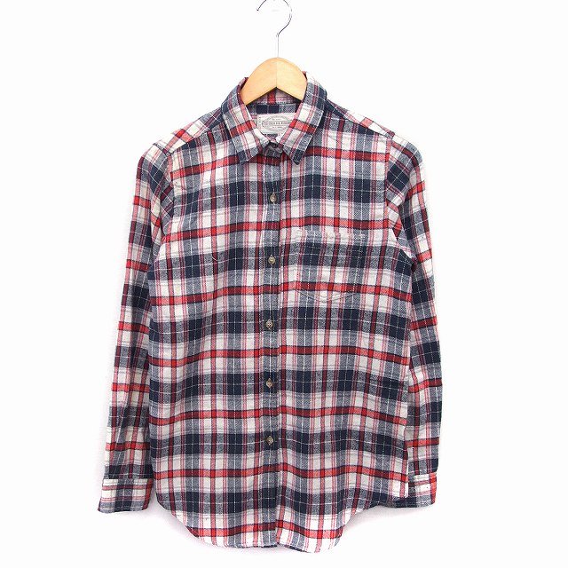 【中古】ゴア GOA チェック柄 シャツ ブラウス 長袖 コットン 綿 F オフホワイト 白 レッド 赤 /FT33 レディース 【ベクトル 古着】 230126表記サイズF実寸サイズ肩幅：約38cm　身幅：約50cm　袖丈：約62cm　着...