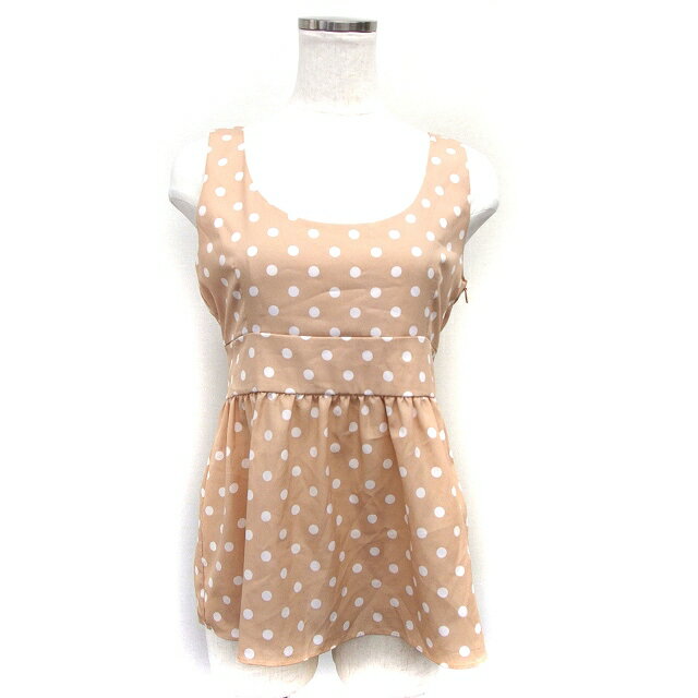 【中古】ノエラ Noela ブラウス ペプラム リボン 透け感 ドット 水玉 ノースリーブ ベージュ /NT2 レディース 【ベクトル 古着】 240620ブランドノエラ Noela表記サイズ表記なし 実寸サイズをご確認ください実寸サイズ身...