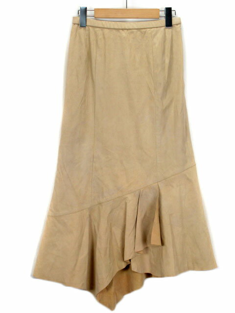 【中古】レリアン Leilian スカート フレア アシンメトリー フェイクスエード 11 ベージュ レディース 【ベクトル 古着】 200227 ベクトルプレミアム店ブランドレリアン Leilian表記サイズ11実寸サイズウエスト：66c...