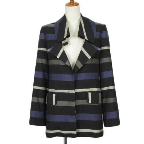 【中古】BCBG ENERATION ビーシービージェネレーション ジャケット ボーダー XXS 黒 ブラック レディース 【ベクトル 古着】 230206表記サイズXXS実寸サイズ肩幅：36cm　身幅：47cm　袖丈：61cm　着丈：72...