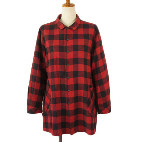 【中古】DIA-DORE ディアドレ シャツ ブロックチェック 長袖 M 赤 レッド 黒 ブラック レディース 【ベクトル 古着】 220423表記サイズM実寸サイズ肩幅：40cm　身幅：55cm　袖丈：55cm　着丈：74cm　　素材綿1...