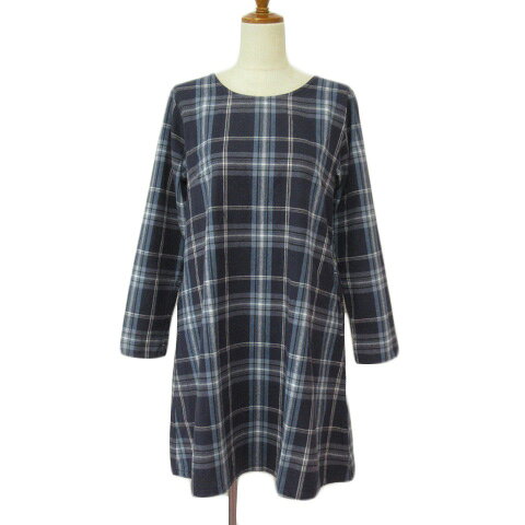 【中古】クロストーククラブ cross talk club ワンピース プルオーバー チェック M 紺 ネイビー レディース 【ベクトル 古着】 220530表記サイズM実寸サイズ肩幅：38cm　身幅：48cm　袖丈：54cm　着丈：82c...