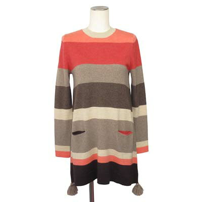 【中古】アラミス ARAMIS チュニック ニット ボーダー タッセル ウール 38 オレンジ レディース 【ベクトル 古着】 260116ブランドアラミス ARAMIS表記サイズ38実寸サイズ肩幅：35cm　身幅：43cm　着丈：71cm...