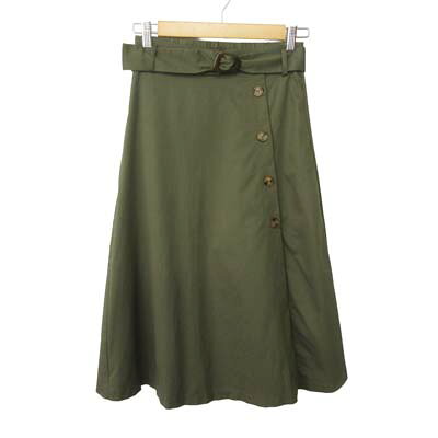 【中古】ザラ ZARA スカート ロング ベルト付き XS カーキ レディース 【ベクトル 古着】 260420ブランドザラ ZARA表記サイズXS実寸サイズウエスト：65（ゴム入り）cm　ヒップ：96cm　スカート丈：73cm　　素材コッ...