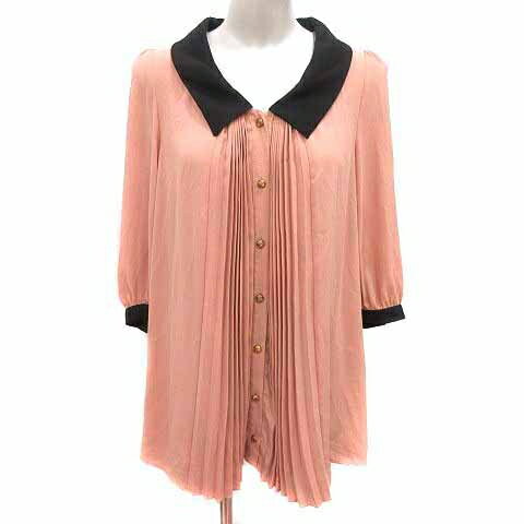 【中古】フリーズフレーズ FREE'S PHRASE ブラウス シャツ プリーツ 七分袖 M ピンクベージュ 黒 ブラック /YK レディース 【ベクトル 古着】 250220ブランドフリーズフレーズ FREE'S PHRASE表記サイズM...