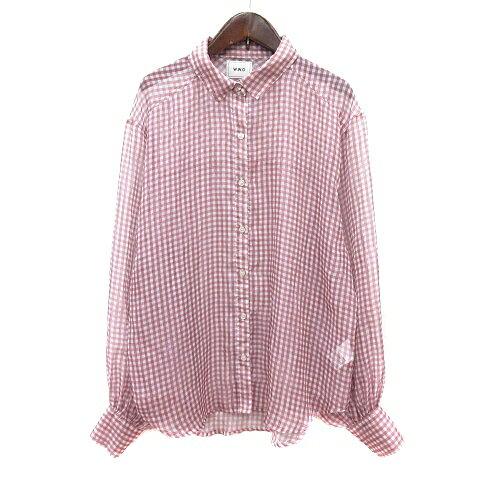 【中古】フーズフーギャラリー WHO'S WHO gallery W.W.G シャツ ギンガムチェック 長袖 シアー F ピンク /MN レディース 【ベクトル 古着】 260217ブランドフーズフーギャラリー WHO'S WHO gall...