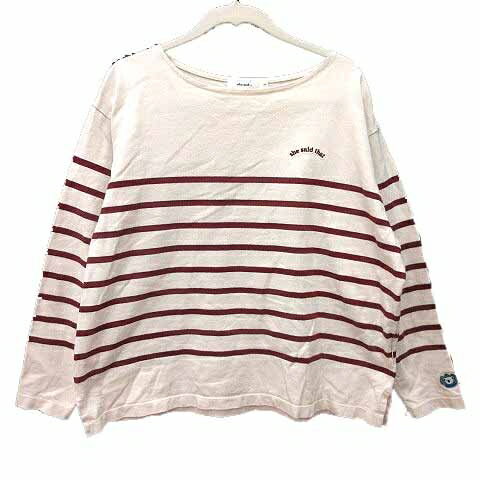 【中古】ニコアンド Niko and.. テンセル カットソー ボートネック ボーダー 長袖 4 L アイボリー 白 ホワイト 赤 レッド /YK レディース 【ベクトル 古着】 250312ブランドニコアンド Niko and..表記サイ...