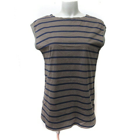 【中古】トリコトリコ tricot tricot Tシャツ カットソー チュニック ノースリーブ ボーダー 茶 ブラウン 黒 ブラック /YI レディース 【ベクトル 古着】 260216表記サイズサイズ表記なし(実寸サイズをご覧ください)...
