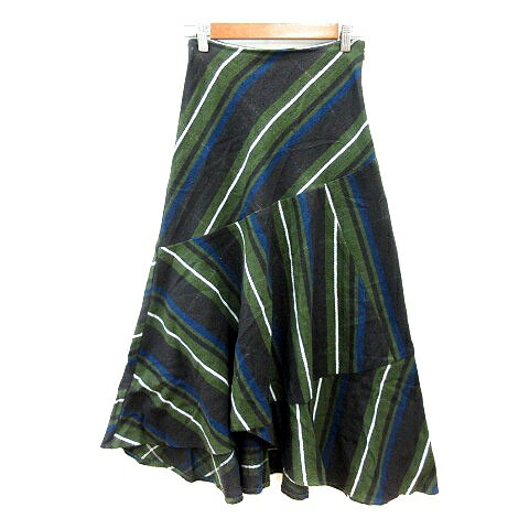 【中古】メーア MEER. フレアスカート ロング 総柄 緑 グリーン /MN レディース 【ベクトル 古着】 250710表記サイズサイズ表記なし(実寸サイズをご覧ください)実寸サイズウエスト：約62cm　ヒップ：約88cm　スカート丈：...