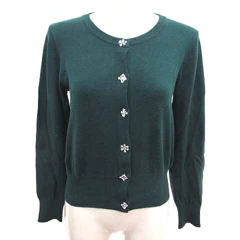 【中古】インデックス INDEX カーディガン ニット ビジュー 長袖 M 深緑 ダークグリーン /YK レディース 【ベクトル 古着】 250722ブランドインデックス INDEX表記サイズM実寸サイズ肩幅：約34cm　身幅：約44cm　...