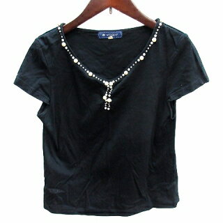 【中古】エムズグレイシー M'S GRACY カットソー Tシャツ Vネック フェイクパール 半袖 40 L 黒 ブラック /AU レディース 【ベクトル 古着】 260128ブランドエムズグレイシー M'S GRACY表記サイズ40（日本...