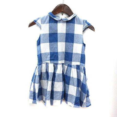 【中古】キュノット Quenotte ワンピース ミニ ギンガムチェック フレンチスリーブ 8 青 ブルー 白 ホワイト /MS ●RY キッズ 【ベクトル 古着】 260611表記サイズ8（日本サイズ130cm程度）実寸サイズ肩幅：約24...