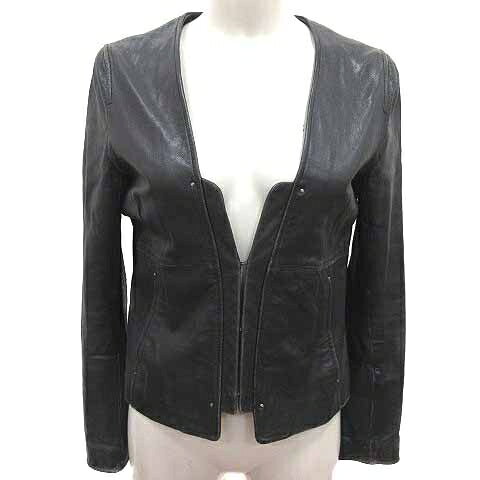 【中古】ドレスレイブ DRESSLAVE レザージャケット 羊革 ノーカラー 総裏地 黒 ブラック /YK レディース 【ベクトル 古着】 260714ブランドドレスレイブ DRESSLAVE表記サイズサイズ表記なし(実寸サイズをご覧くださ...