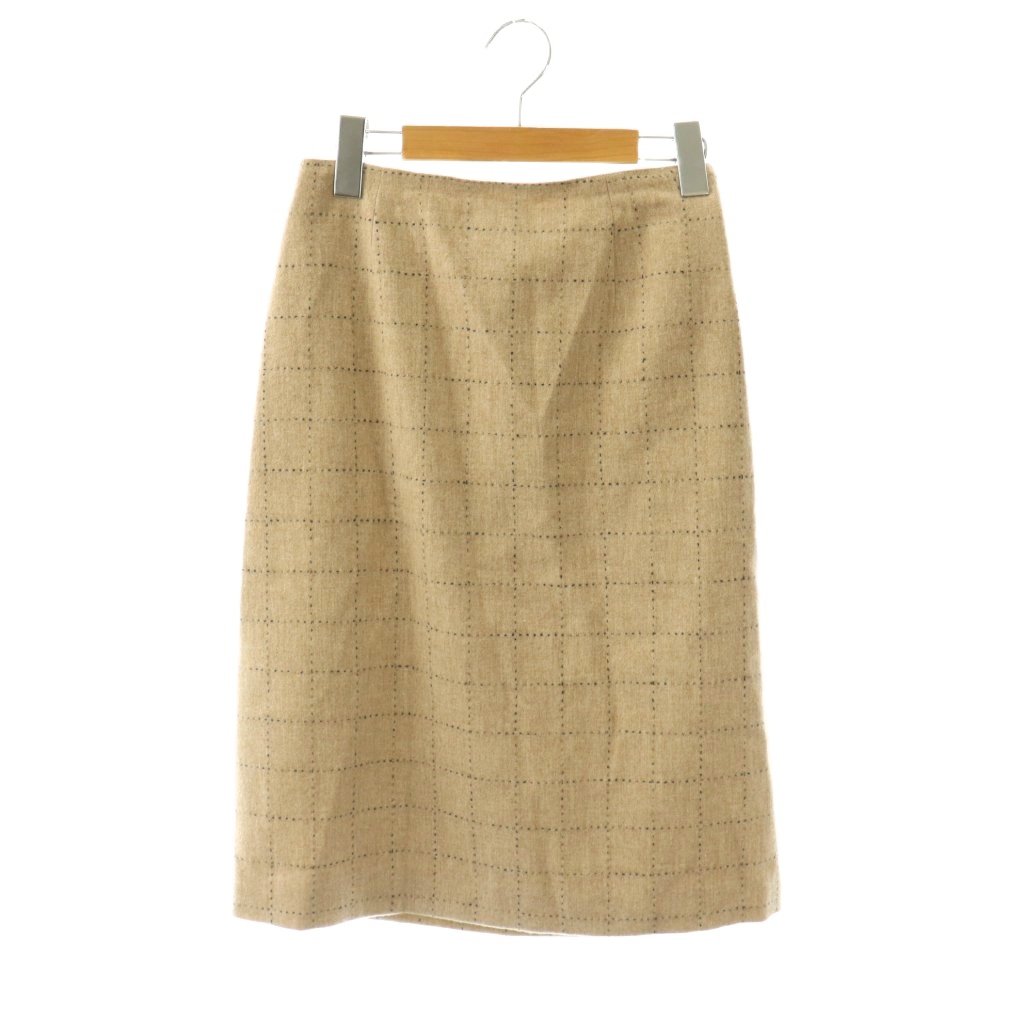 【中古】ランバン LANVIN ウールスカート ロング タイト ステッチ チェック 38 ベージュ /MY ■OS ■GY58 レディース 【ベクトル 古着】 260404ブランドランバン LANVIN表記サイズ38実寸サイズウエスト：60...