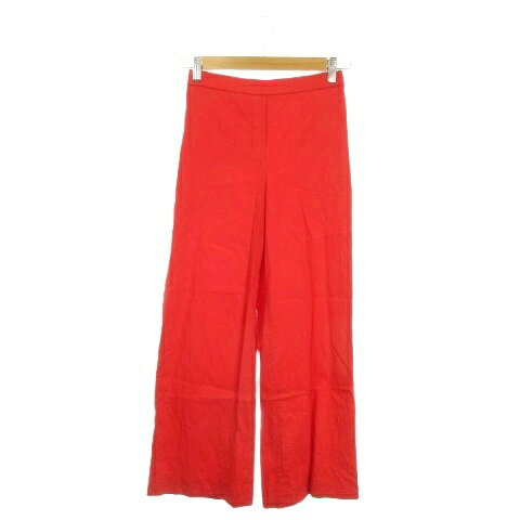 【中古】セオリー Theory パンツ 麻 リネン XS 赤 レッド ストレッチ フルレングス ワイドレッグ /AO29 ■GY61 レディース 【ベクトル 古着】 260109ブランドセオリー Theory表記サイズXS実寸サイズウエスト...