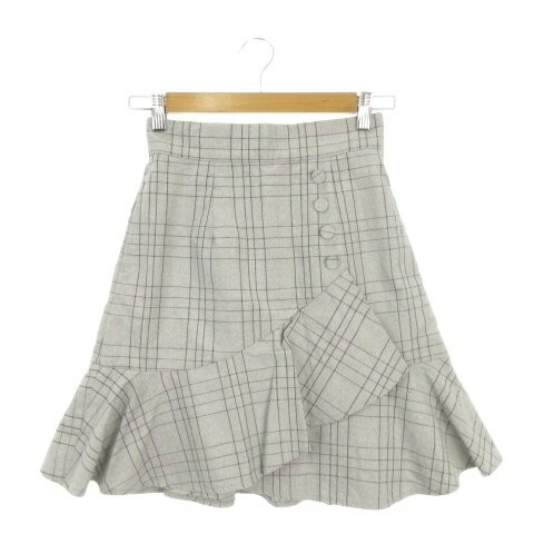 【中古】ジルバイジルスチュアート JILL by JILLSTUART スカート S グレー チェック柄 フリル ボタン装飾 /AH25 ■GY61 レディース 【ベクトル 古着】 260121ブランドジルバイジルスチュアート JILL b...