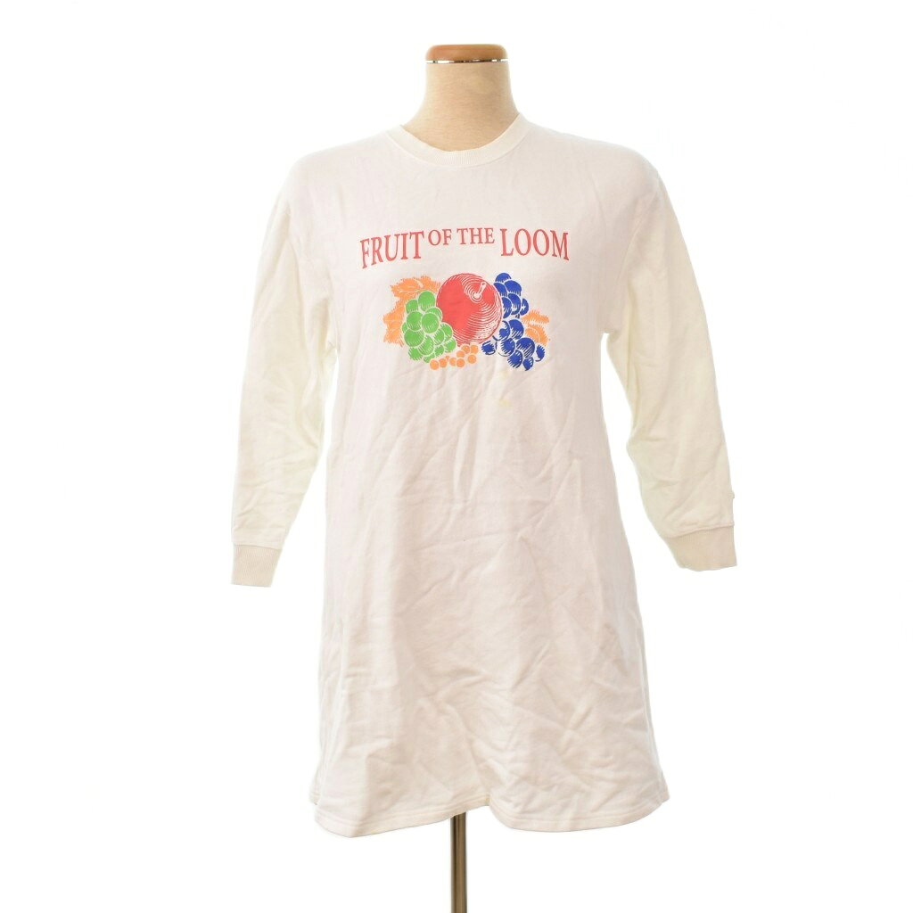 【中古】フルーツオブザルーム FRUIT OF THE LOOM スウェット ワンピース 長袖 ひざ丈 プリント 155cm 白 ホワイト ■GY58 キッズ 【ベクトル 古着】 260210ブランドフルーツオブザルーム FRUIT OF ...