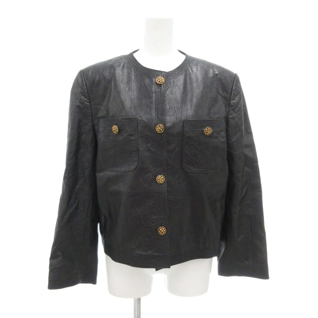 【中古】lindiskhan レザージャケット ノーカラー M 黒 ブラック /NL ■GY61 レディース 【ベクトル 古着】 260124表記サイズM実寸サイズ肩幅：42cm　身幅：48cm　袖丈：55cm　着丈：51cm　　素材レザー...