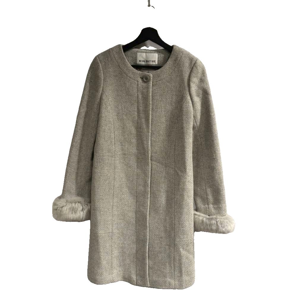 【中古】N.Natural Beauty Basic N.ナチュラルビューティーベーシック ノーカラーコート ミドル丈 フェイクファー M グレー ■GY61 レディース 【ベクトル 古着】 260130ブランドN.Natural Beau...